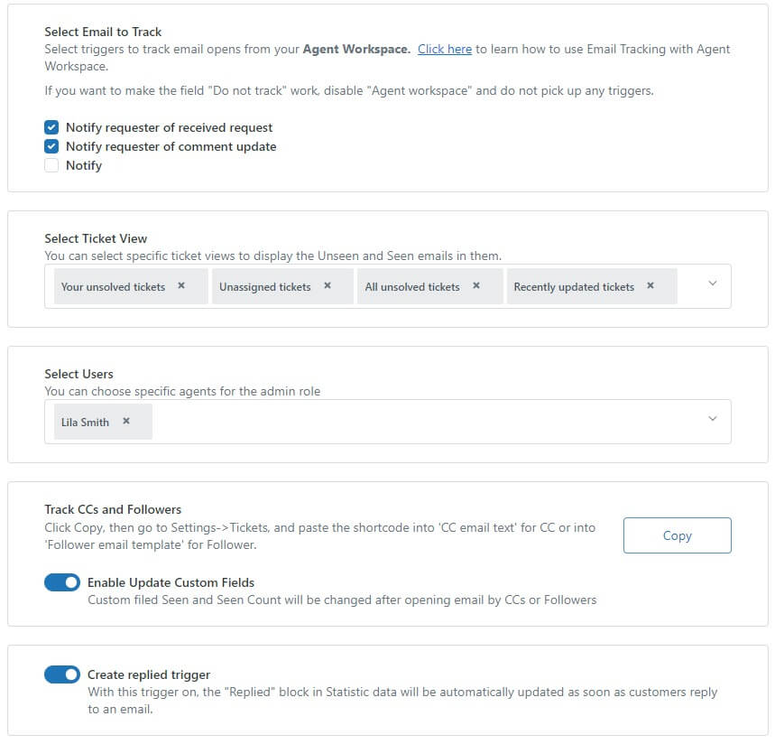 Email Tracking Settings Page Explained - GrowthDot