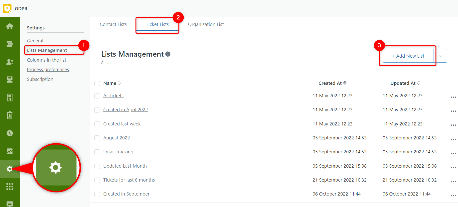 How to Add a Contact, Ticket, and Organization list in GDPR Compliance ...