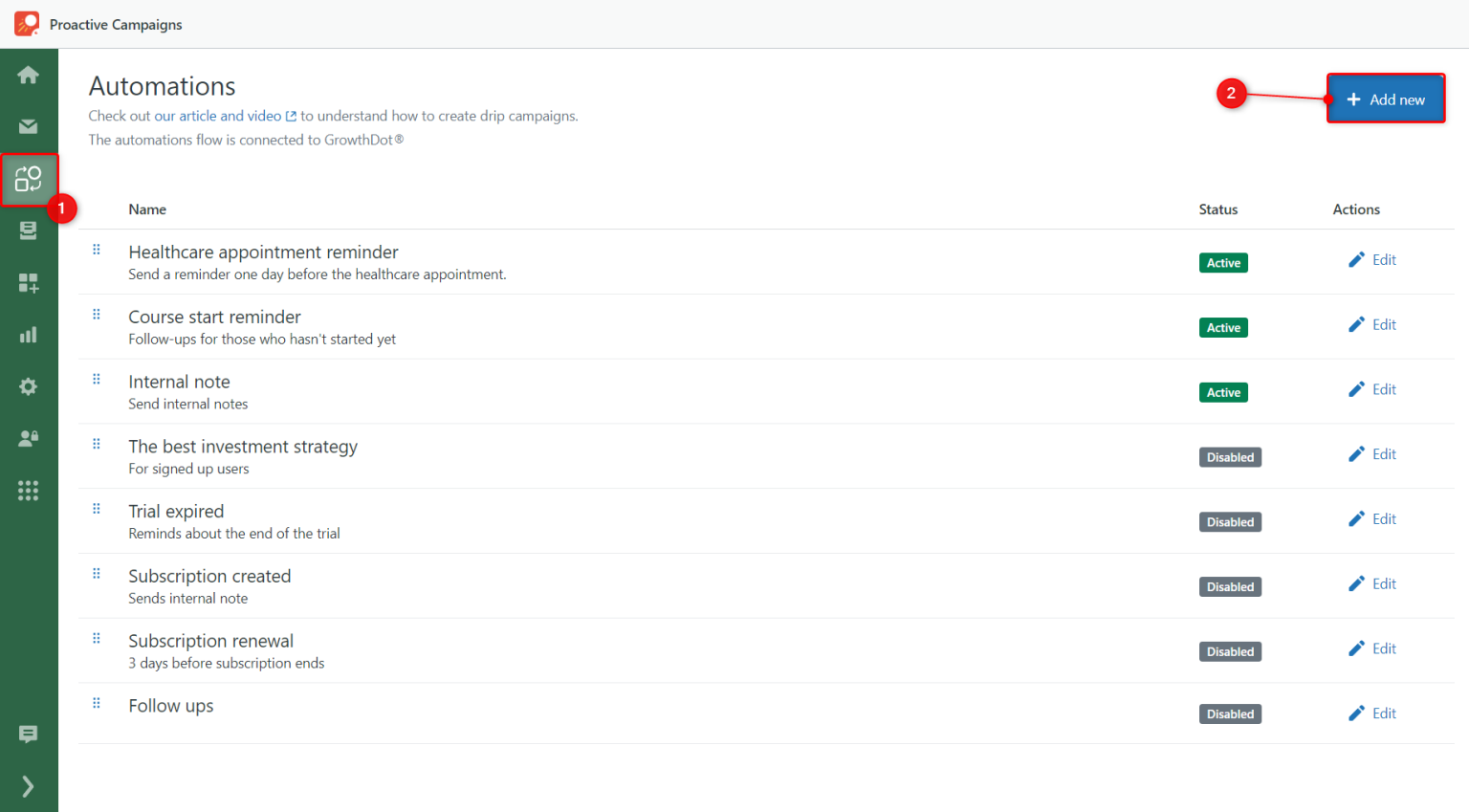 How to Set Up Tag-Based Automation in Proactive Campaigns - GrowthDot
